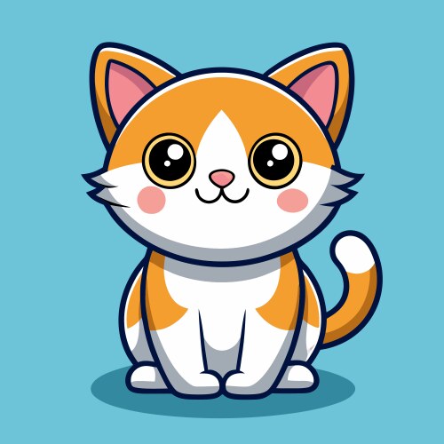 Cute cat cartoon kids icon Royalty Free Vector Image