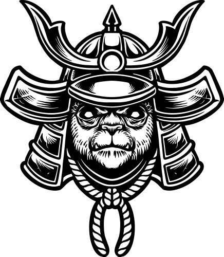 Samurai warrior mask bw version Royalty Free Vector Image