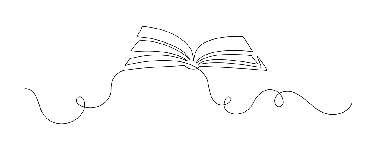 One continuous line drawing of opened book Vector Image