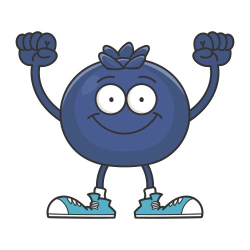 Smiling blueberry fruit cartoon character Vector Image