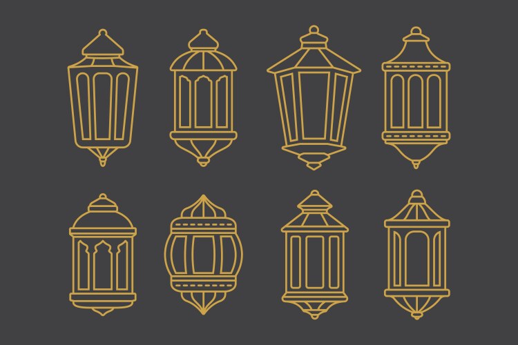 Collection of outline islamic windows Royalty Free Vector