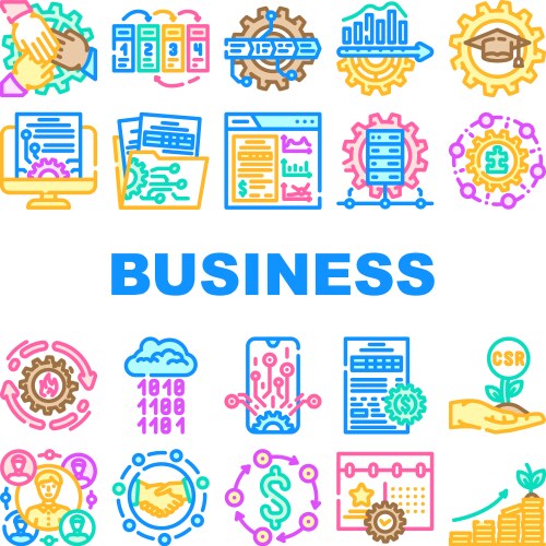 Business process technology chart icons set Vector Image