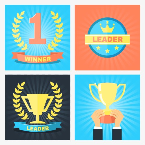 Number one first place winner ribbons and badges Vector Image
