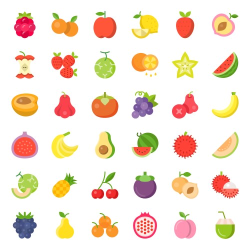 Fruit icons set 3 Royalty Free Vector Image - VectorStock