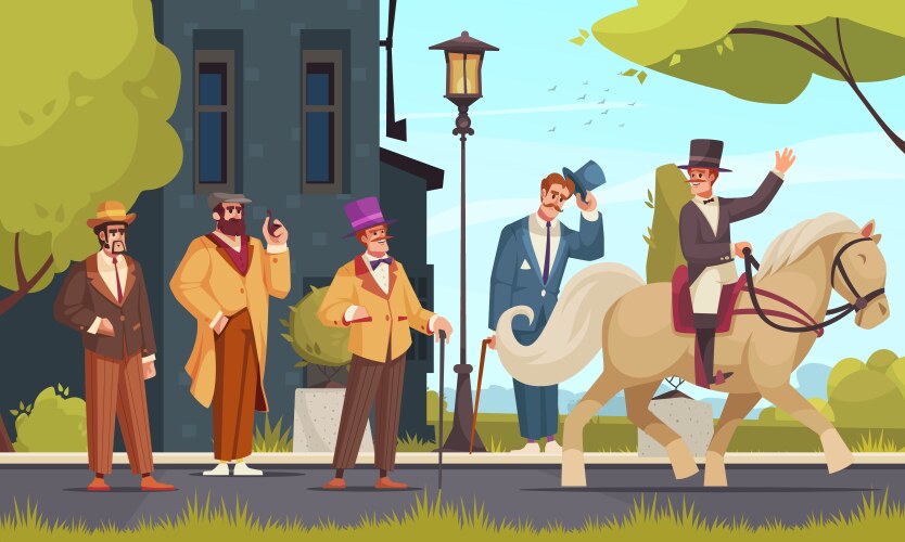 Gentlemen cartoon poster Royalty Free Vector Image