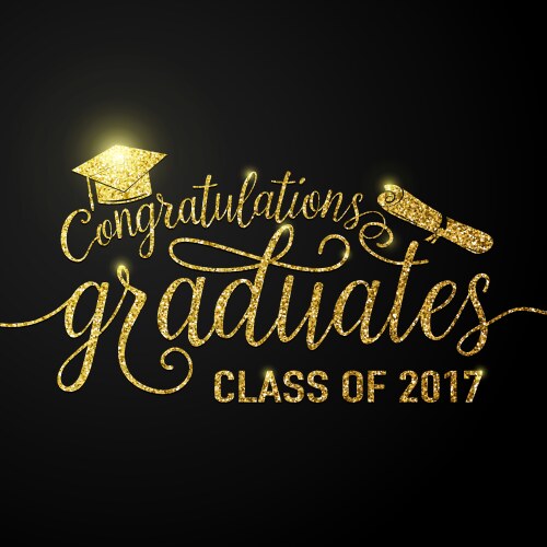 Shining golden graduation party banner background Vector Image