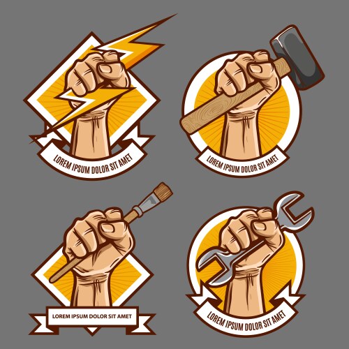 Handy services logo hand hammer Royalty Free Vector Image