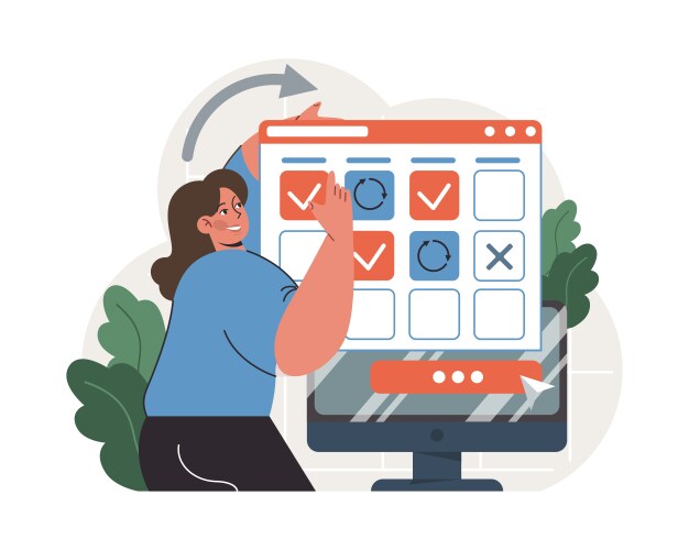 Progress work optimization and efficiency Vector Image