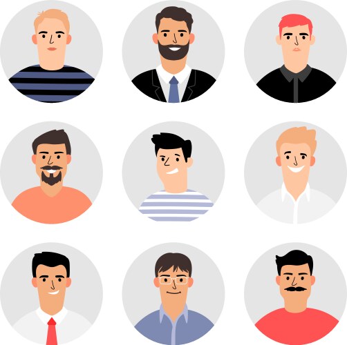 Blue men avatars Royalty Free Vector Image - VectorStock