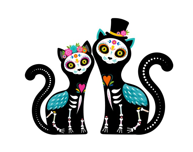 Day dead dia de los moertos cute cat head Vector Image