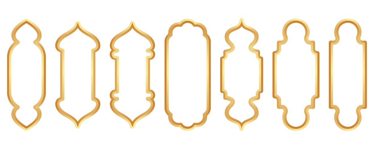 Ramadan golden frame islamic window shape arabic Vector Image