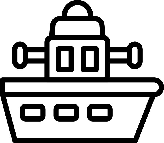 Large battleship icon outline frigate Royalty Free Vector