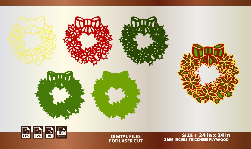 Luxury wall clock template for laser cut Vector Image