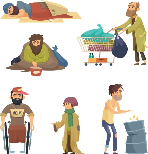 Cartoon style characters poor and rich man Vector Image