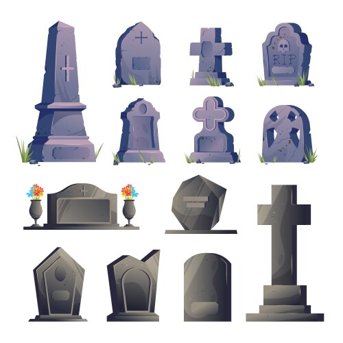 Cartoon gravestones and tombs Royalty Free Vector Image