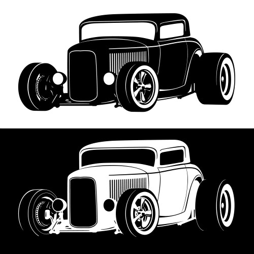 Classic red custom street rod with hotrod flames Vector Image