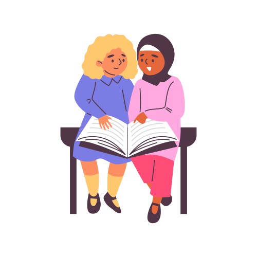 Cartoon Children Sharing Vector Images (over 590)