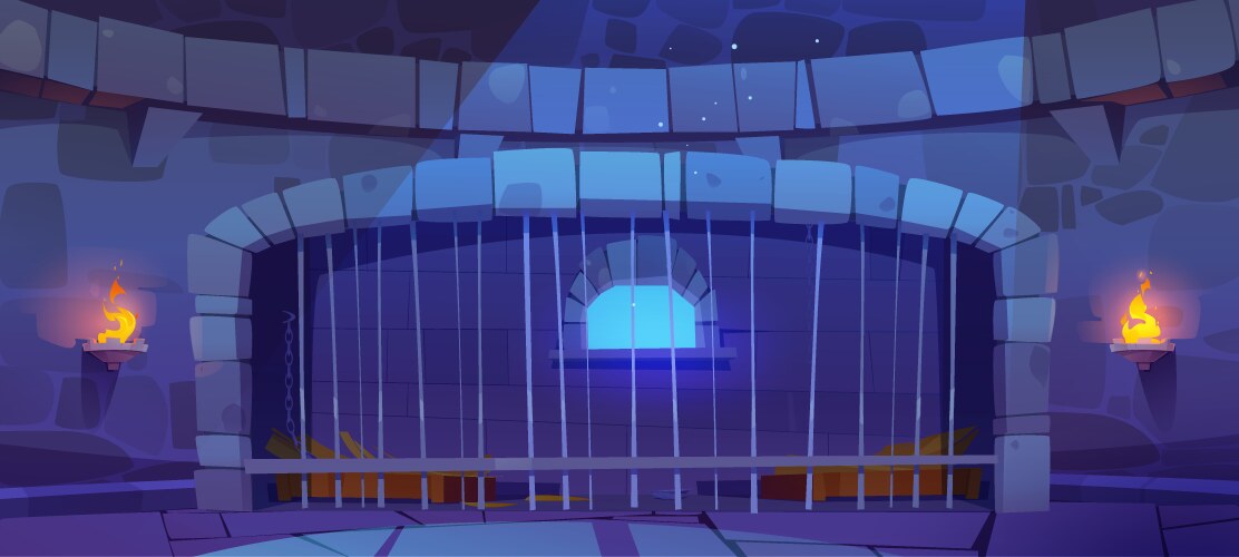 Castle medieval dungeon prison with stone wall Vector Image