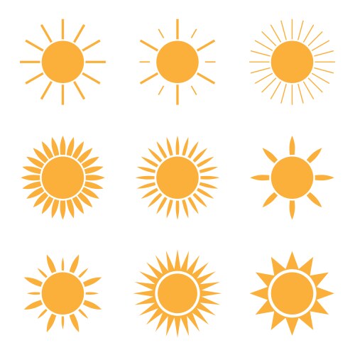 Sun set icons Royalty Free Vector Image - VectorStock