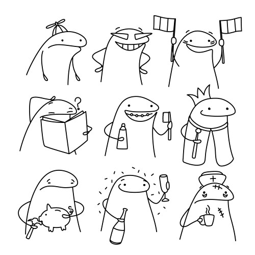 Hand drawn flork meme Royalty Free Vector Image
