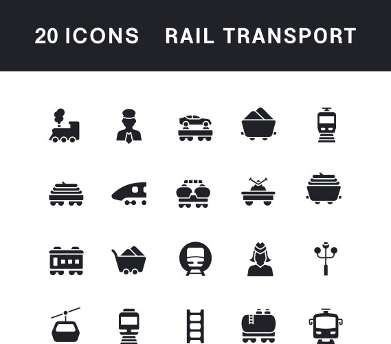 Set simple icons rail transport Royalty Free Vector Image