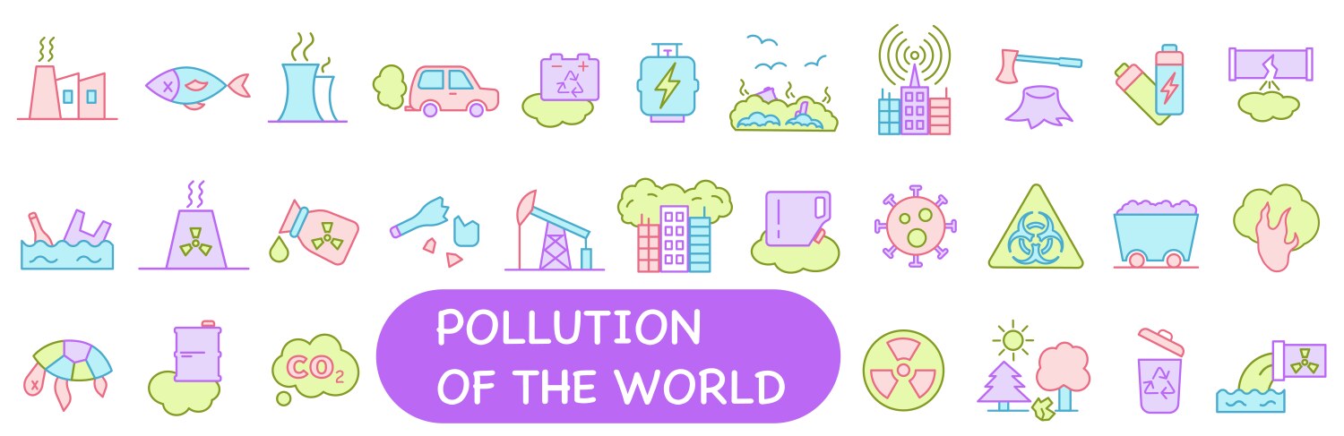Pollution icons minimal design environmental Vector Image