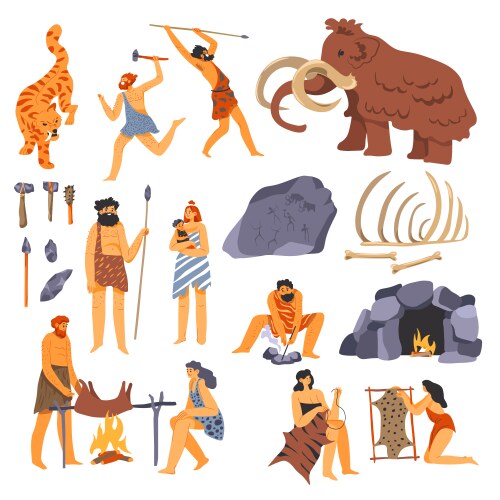 Collection of the mammoth with different pose Vector Image