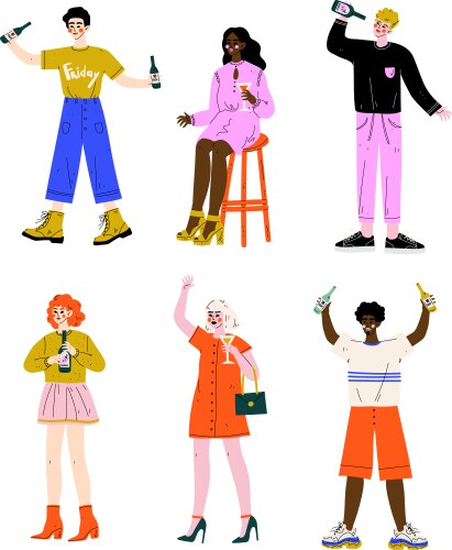 Drunk People Set - Cartoon Characters – Royalty-Free Vector | VectorStock