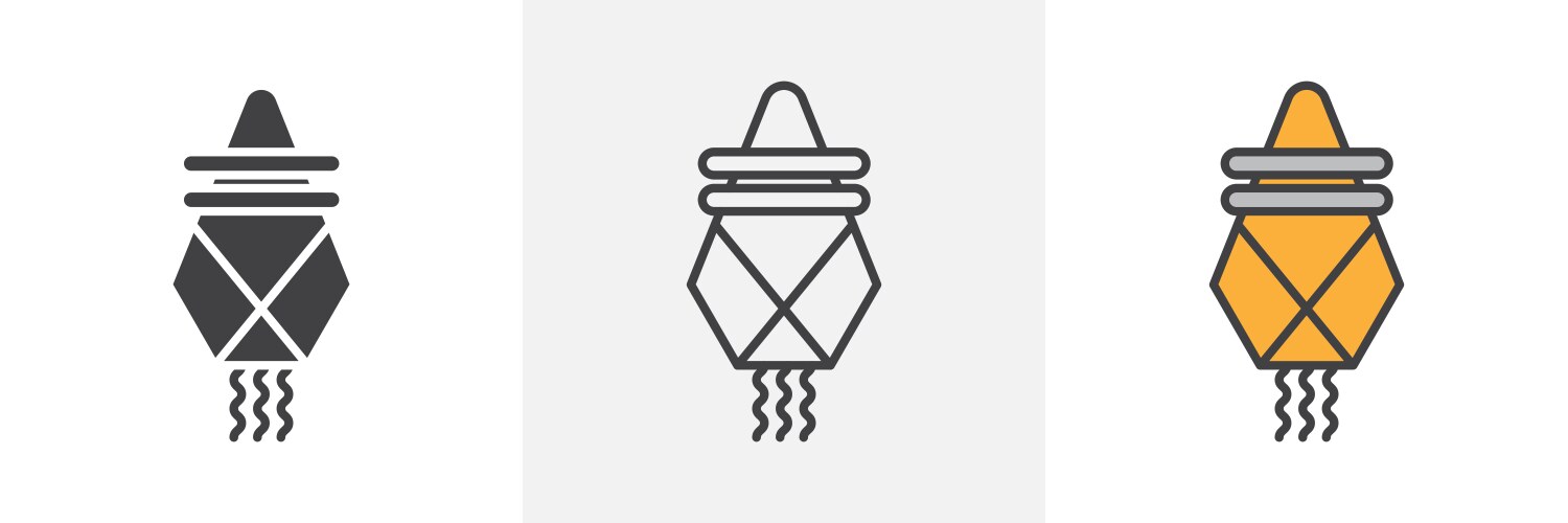 Kandeel icon set indian kandil symbol Royalty Free Vector