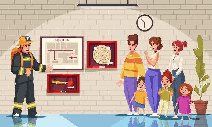 Evacuation alarm children Royalty Free Vector Image