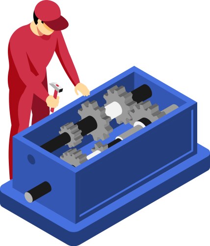 Industrial mechanic worker with prohibited sign Vector Image