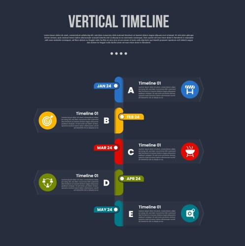 Vertical timeline business report infographic Vector Image