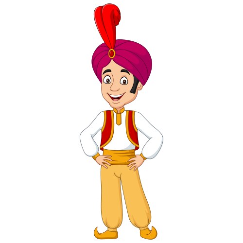 Cartoon aladdin travelling on flying carpet Vector Image