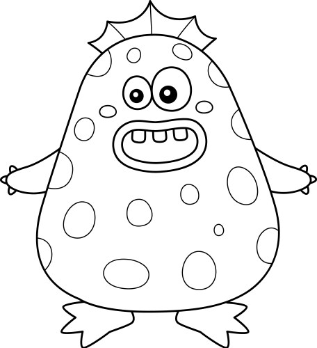 Cute Monster Coloring Page Royalty Free Vector Image