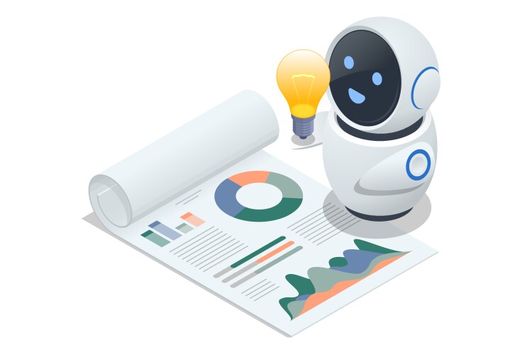 Isometric generative bot for creating ideas Vector Image