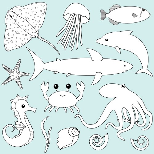 Stingray set Royalty Free Vector Image - VectorStock