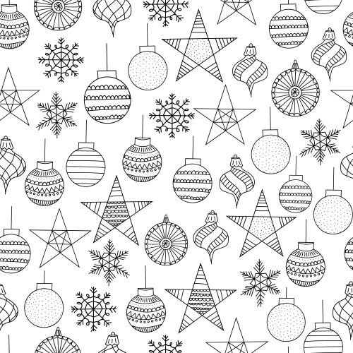 Coloring page many christmas tree balls Royalty Free Vector