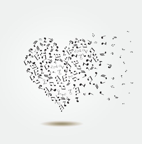 Music with falling notes on white Royalty Free Vector Image