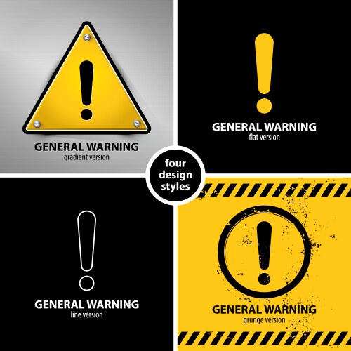 Set of yellow warning signs Royalty Free Vector Image
