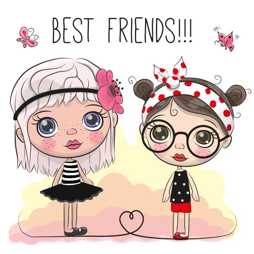 Two cute cartoon girls Royalty Free Vector Image