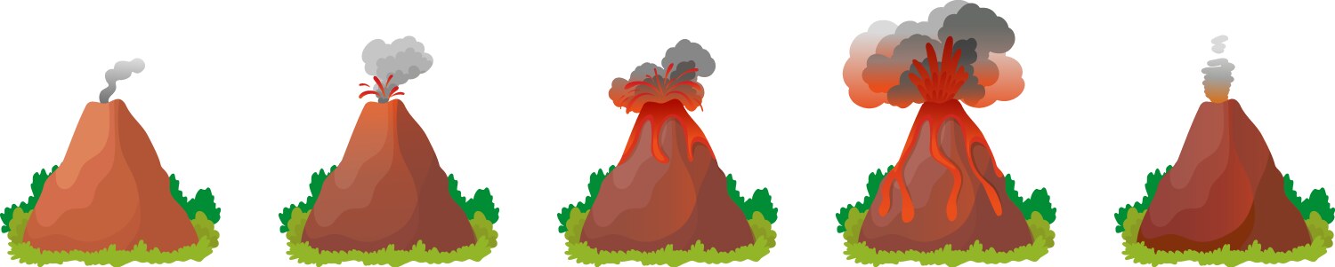 Volcano Eruption Stages Royalty Free Vector Image