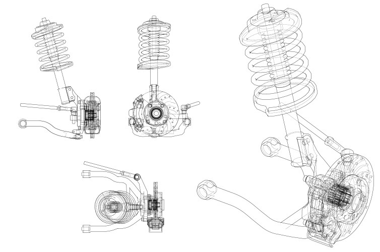 Car suspension with shock absorber Royalty Free Vector Image