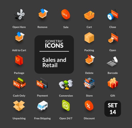 Box logo template flat icons set Royalty Free Vector Image