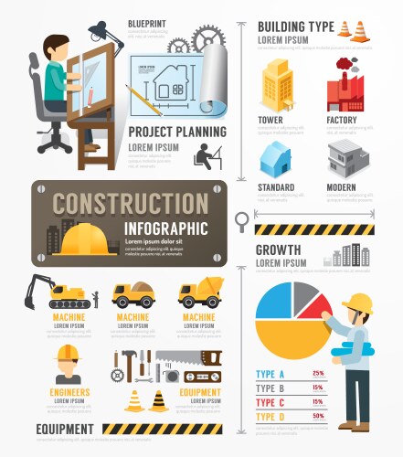 Construction worker infographic Royalty Free Vector Image