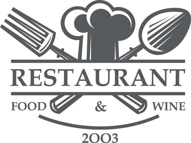 Chef hat spoon and fork Royalty Free Vector Image