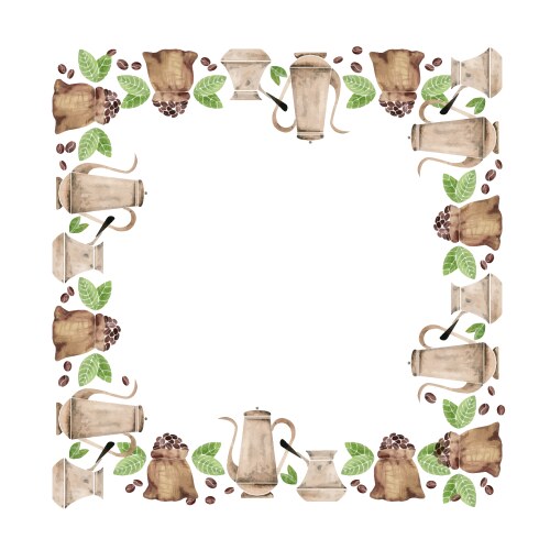 Watercolor hand drawn border frame with coffee Vector Image