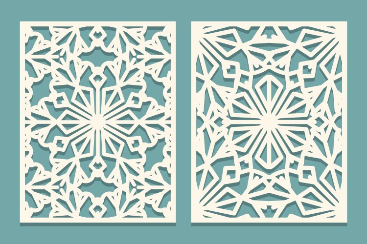 Set of die cut card laser cutting panels cutout Vector Image