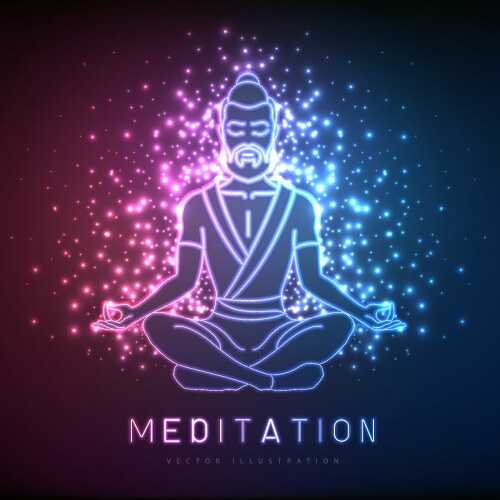 Meditation neon icons Royalty Free Vector Image
