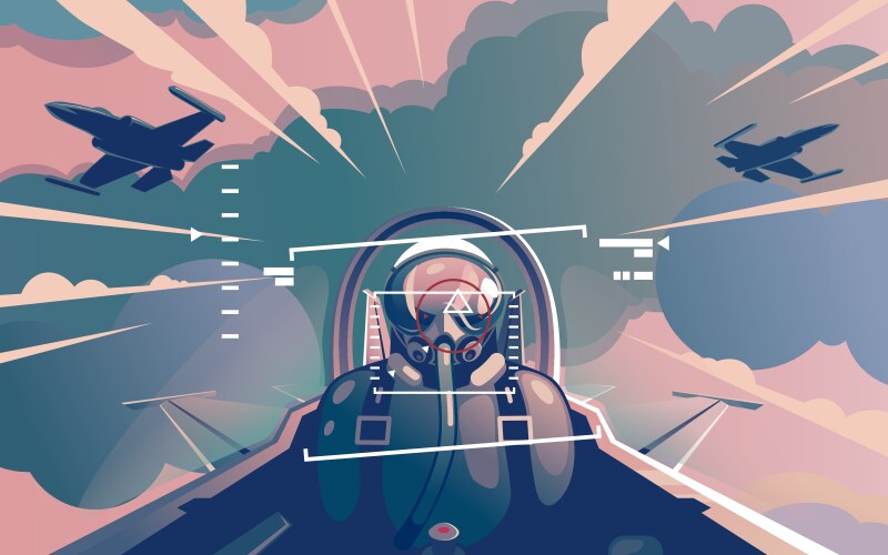 Modern business jet cockpit cartoon Royalty Free Vector