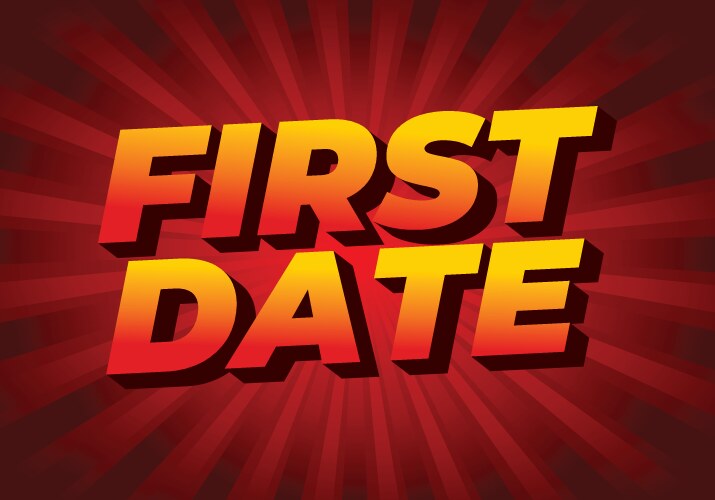 First date text effect in 3d style with modern Vector Image